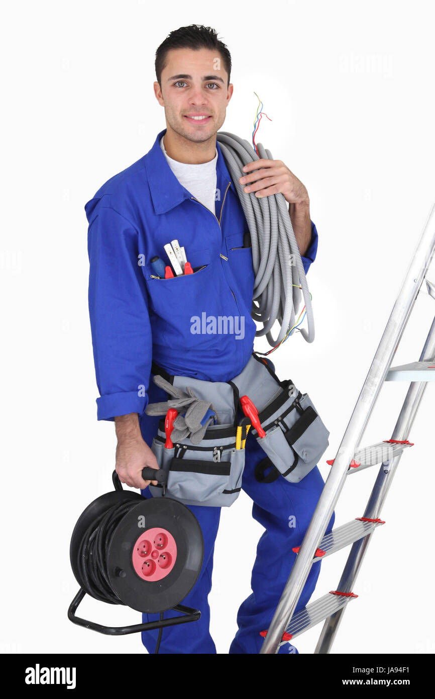 Tradesman with his tools Stock Photo - Alamy