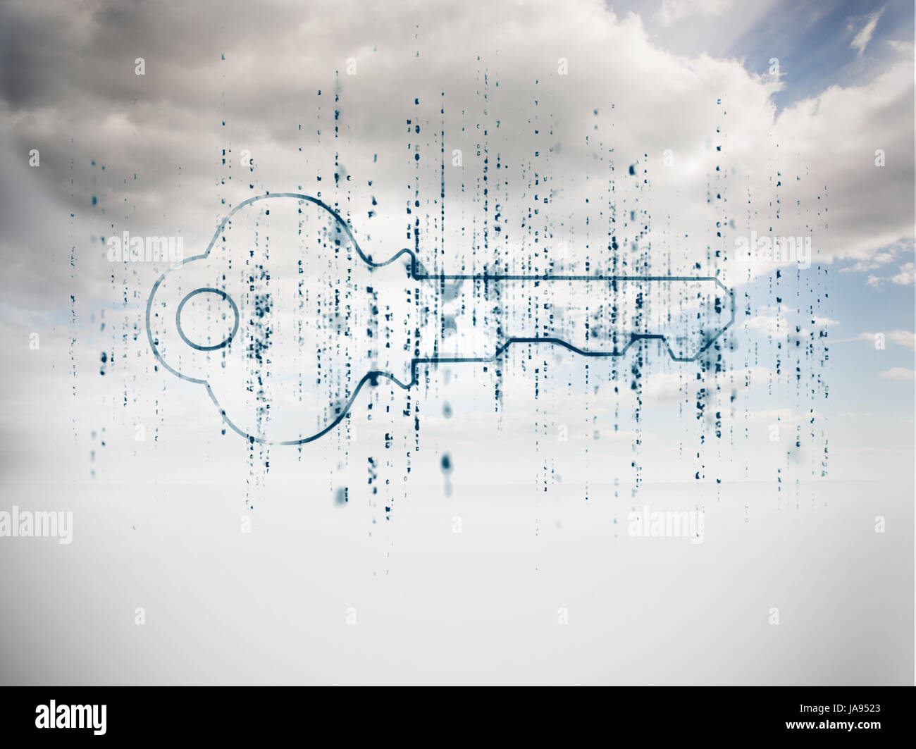 Digital blue key with matrix and sky on the background Stock Photo - Alamy
