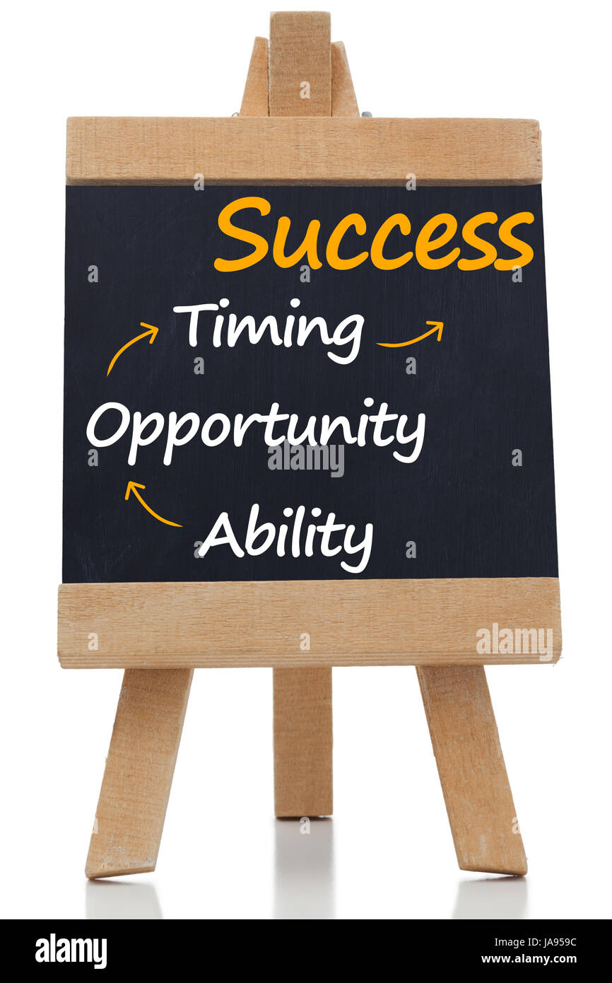Success terms written on a blackboard against white background Stock ...