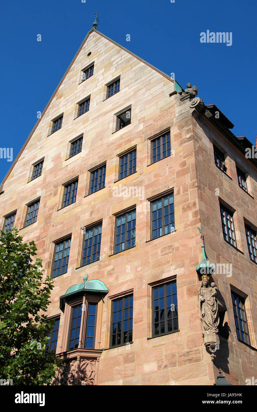 house, building, historical, bavaria, nuremberg, sandstone, building of ...