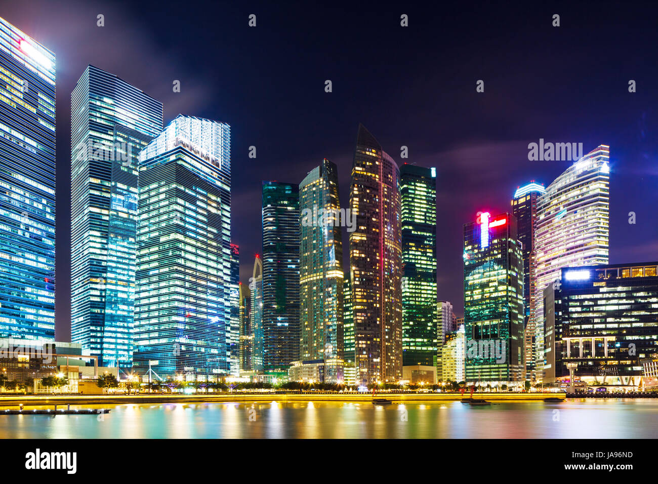 city, town, night, nighttime, office building, office block, block of ...