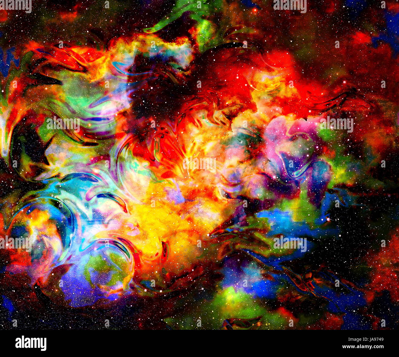 Color fire flame in space. Cosmic space and stars, color cosmic abstract background Stock Photo ...