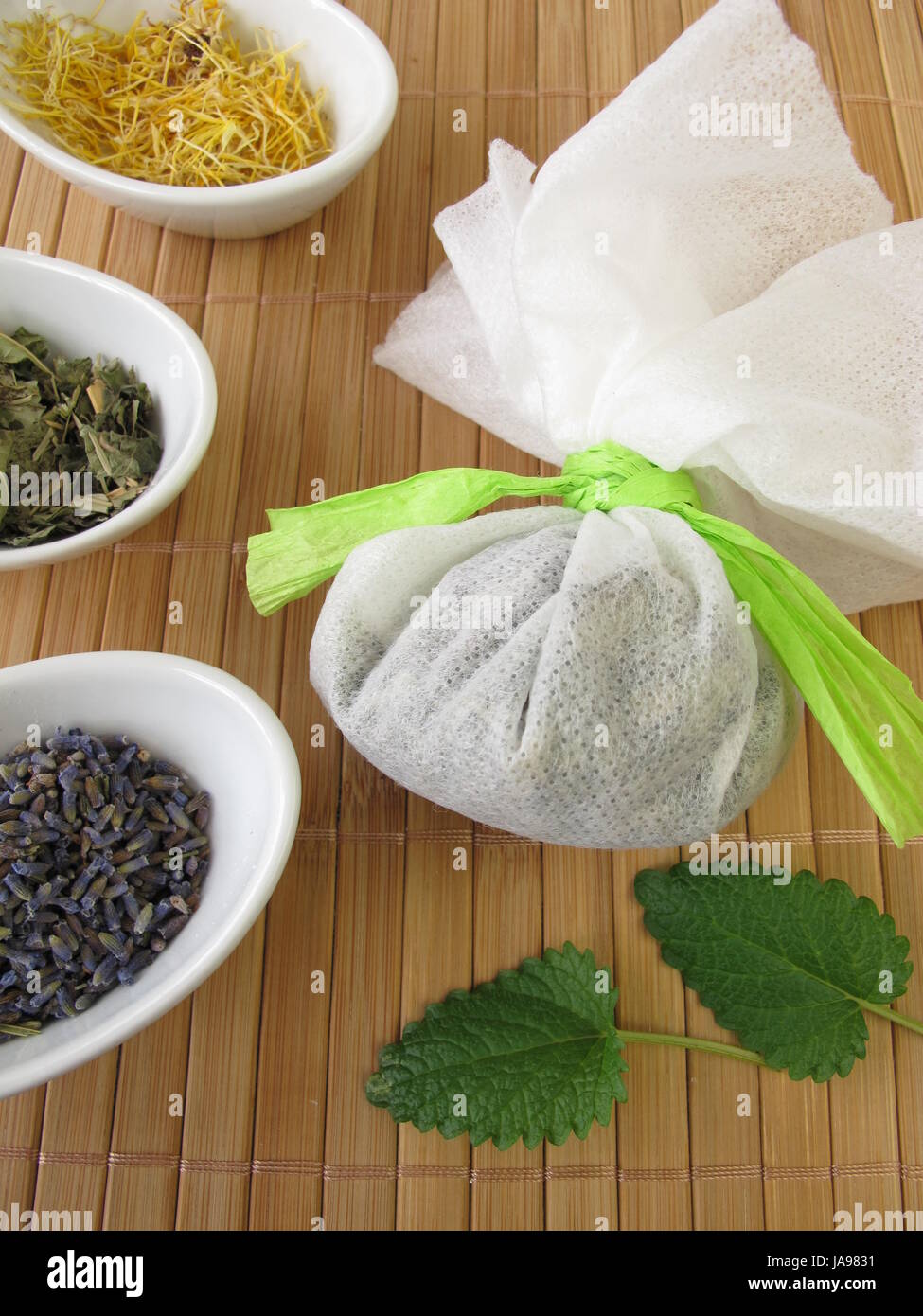 bathing bag with herbs Stock Photo - Alamy