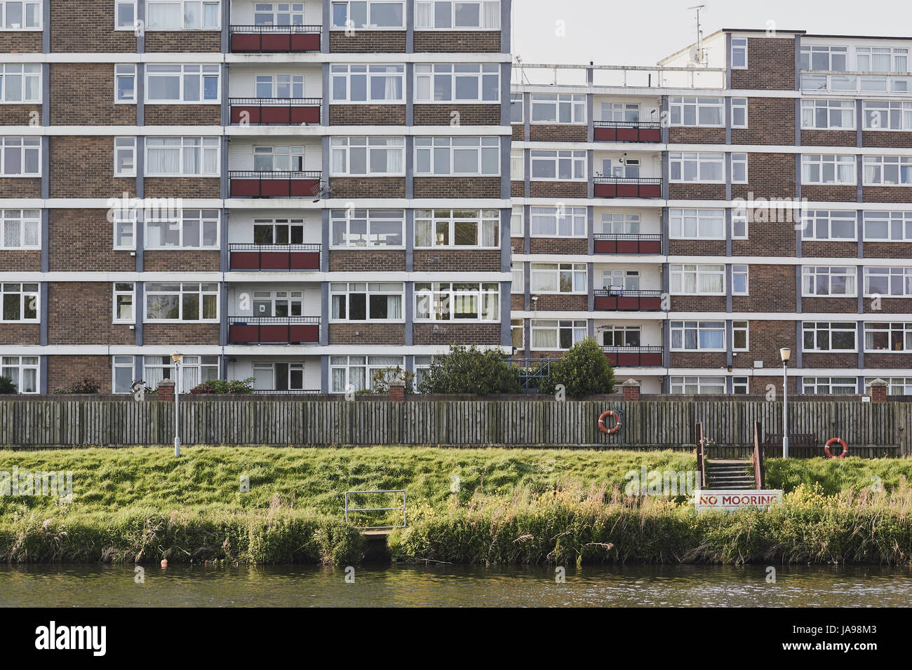 Apartment block by the river Trent, Nottingham, Nottinghamshire, east ...