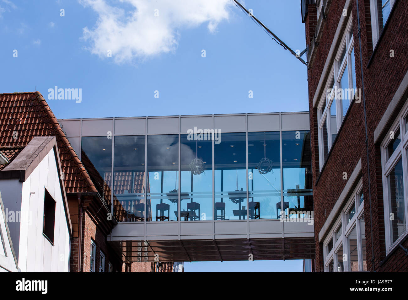 bridge, transition, vitrification, houses, window, porthole, dormer ...