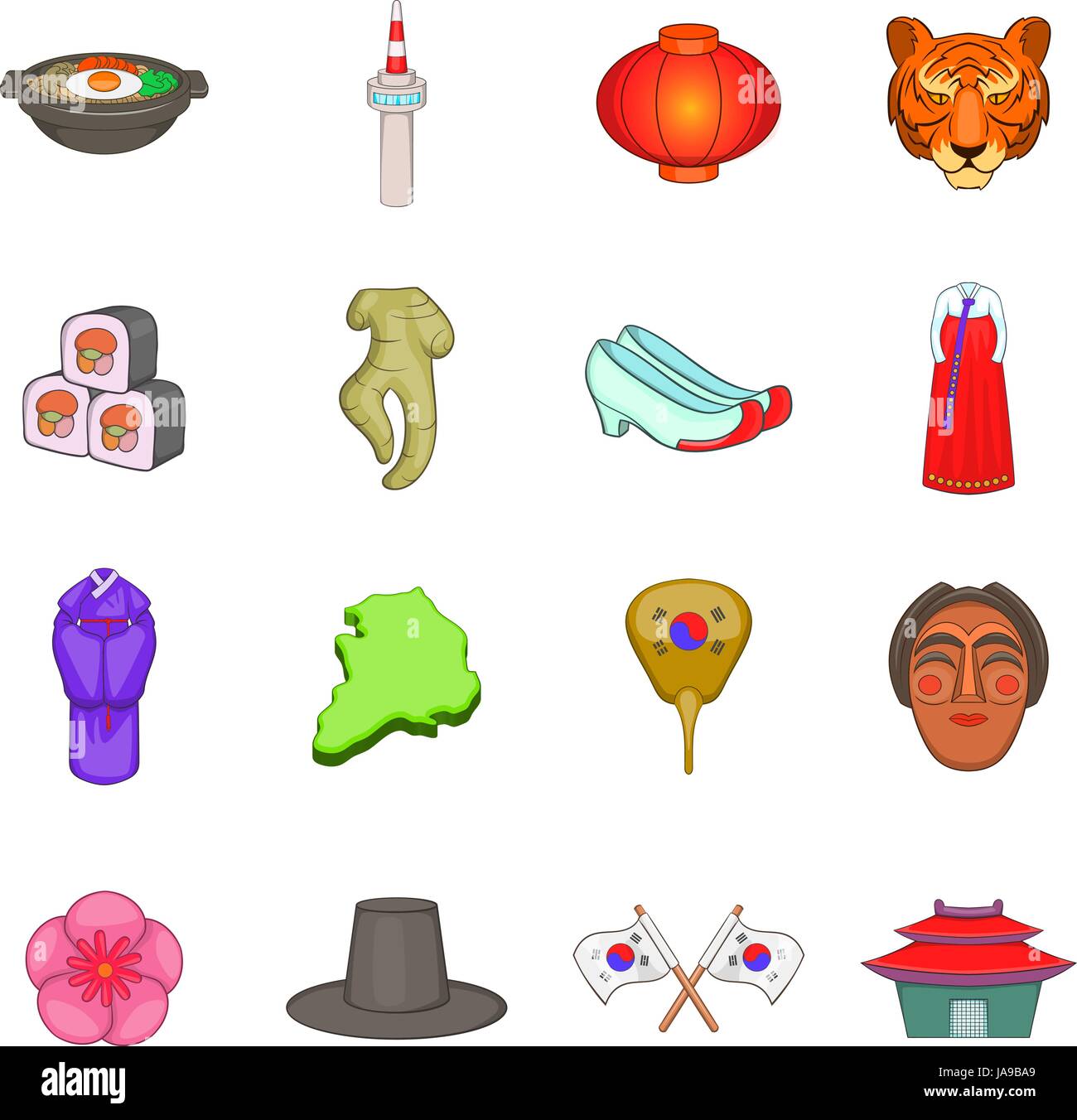 South Korea icons set, cartoon style Stock Vector Image & Art - Alamy