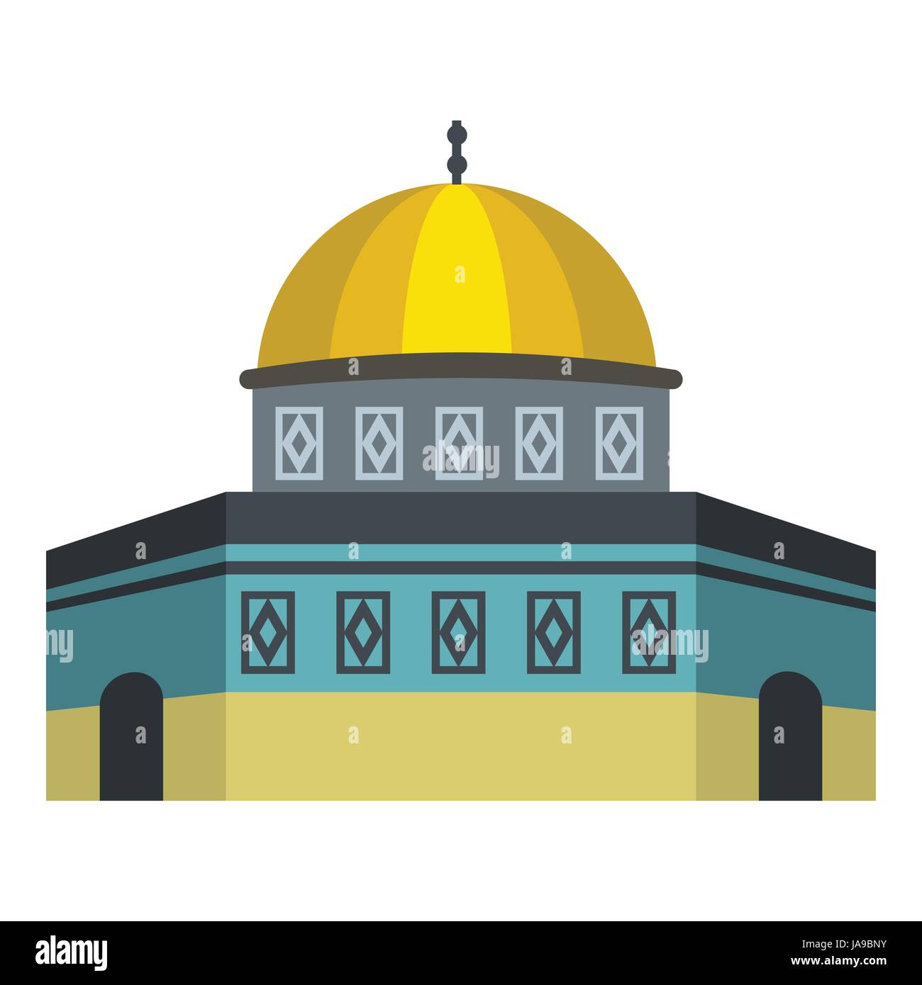Dome of the Rock on Temple Mount icon, flat style Stock Vector Image ...