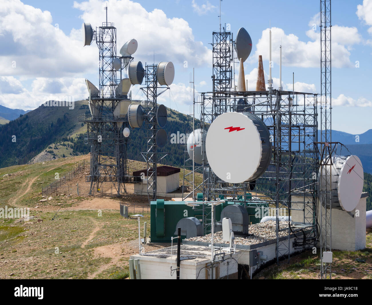 Telecommunication antennas on top of Monarch Ridge (elevation 12,000 ft ...