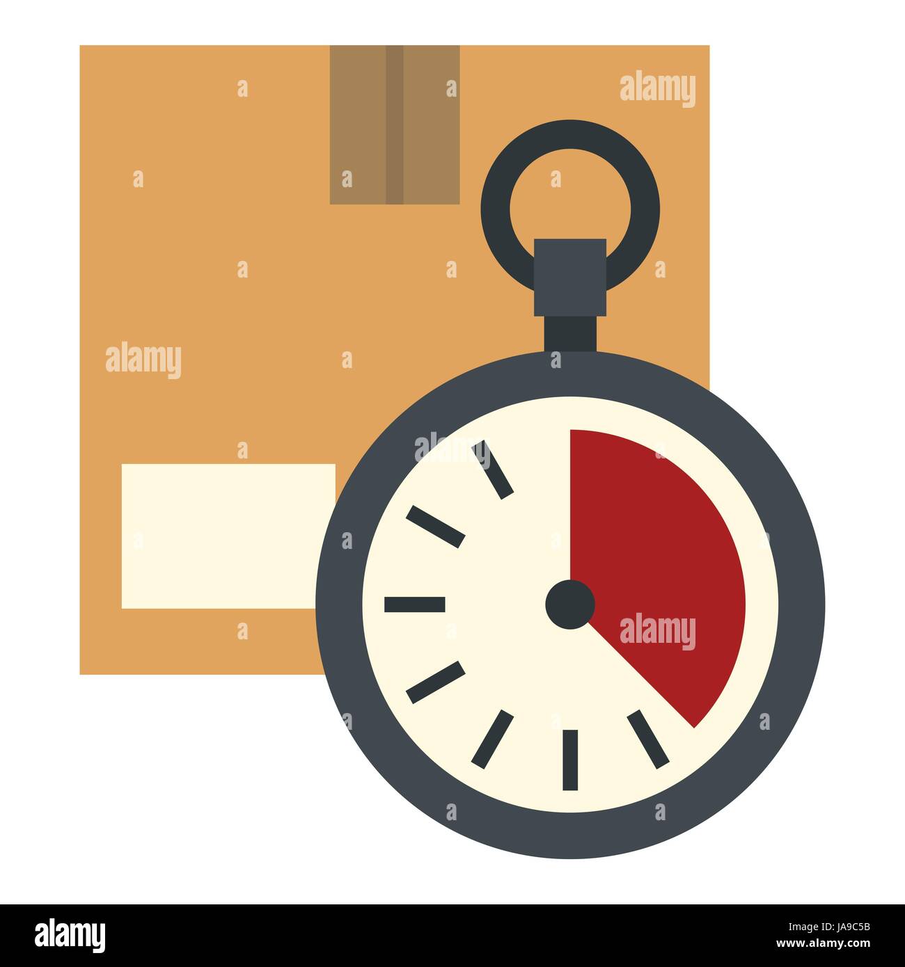 Cardboard box with stopwatch icon, flat style Stock Vector Image & Art ...