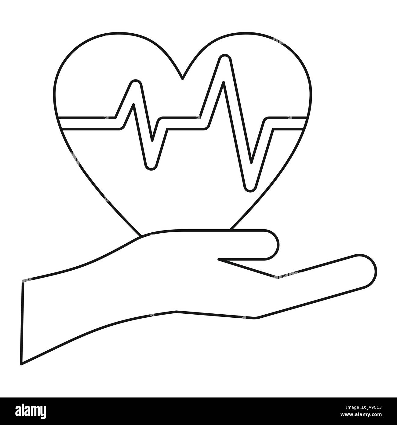 Hand holding heart icon, outline style Stock Vector Image & Art - Alamy
