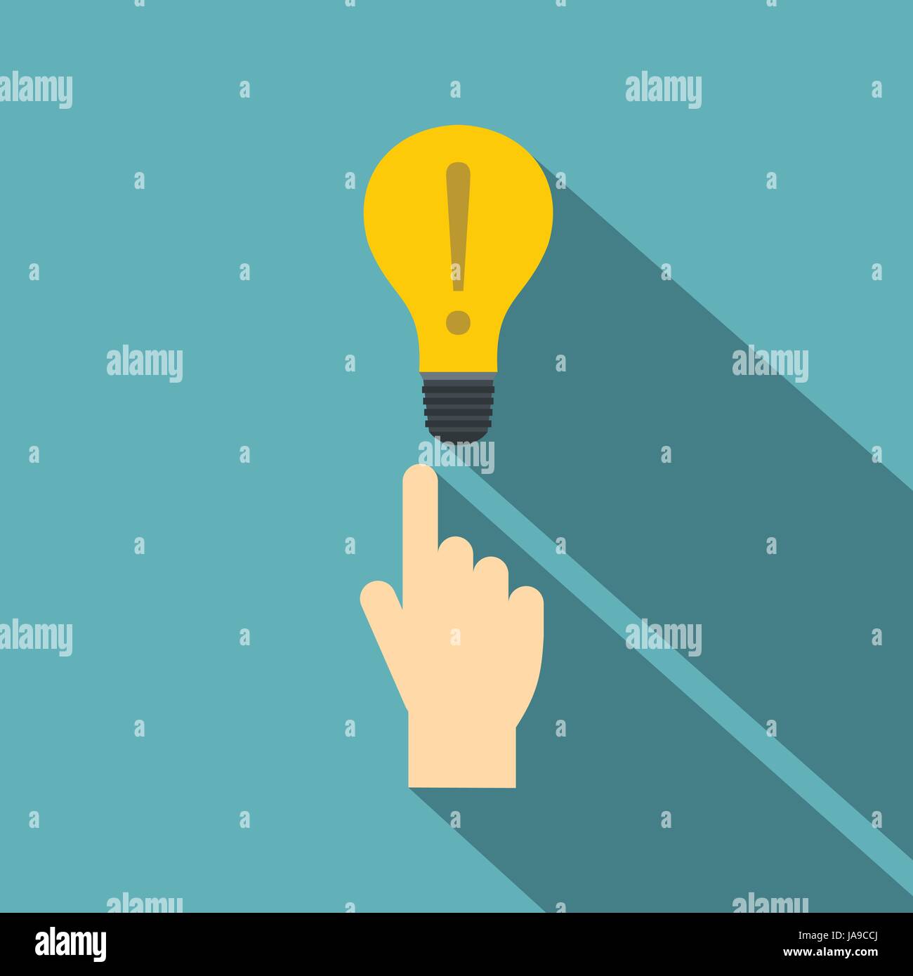 A finger pointer and light bulb icon, flat style Stock Vector Image ...