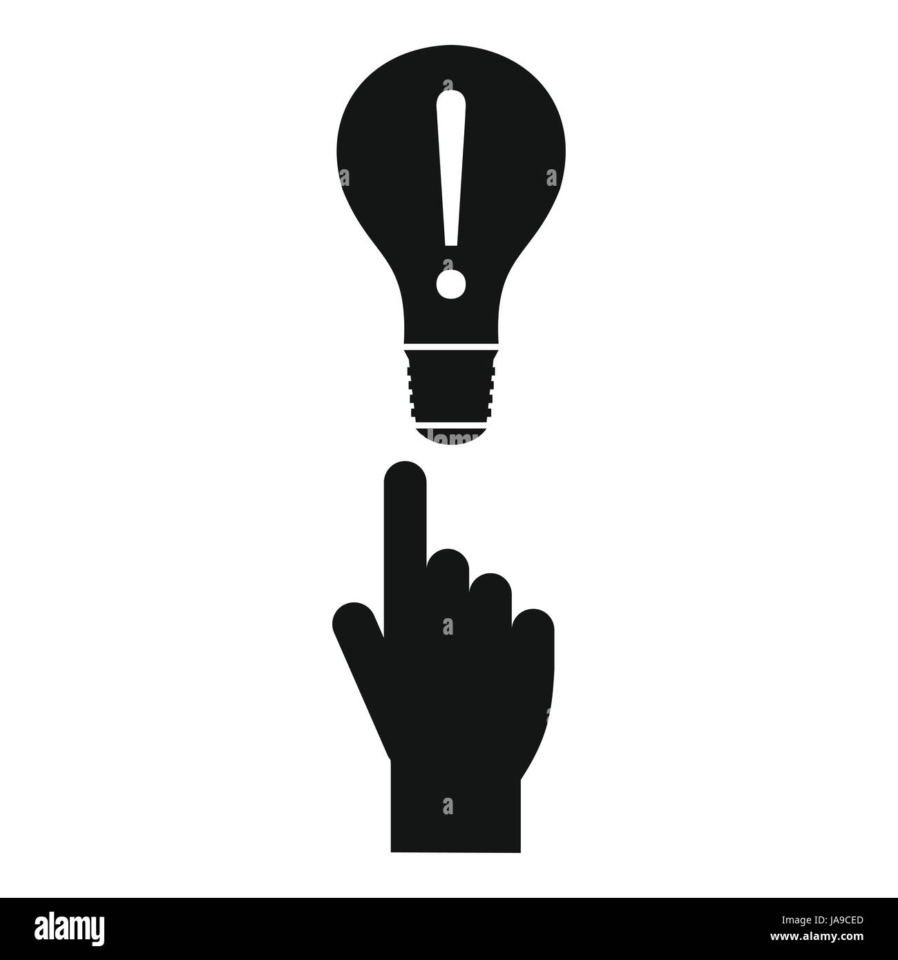 A finger pointer and light bulb icon, simple style Stock Vector Image ...