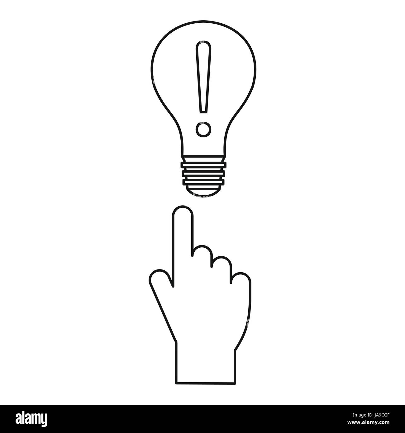 A finger pointer and light bulb icon icon Stock Vector Image & Art - Alamy