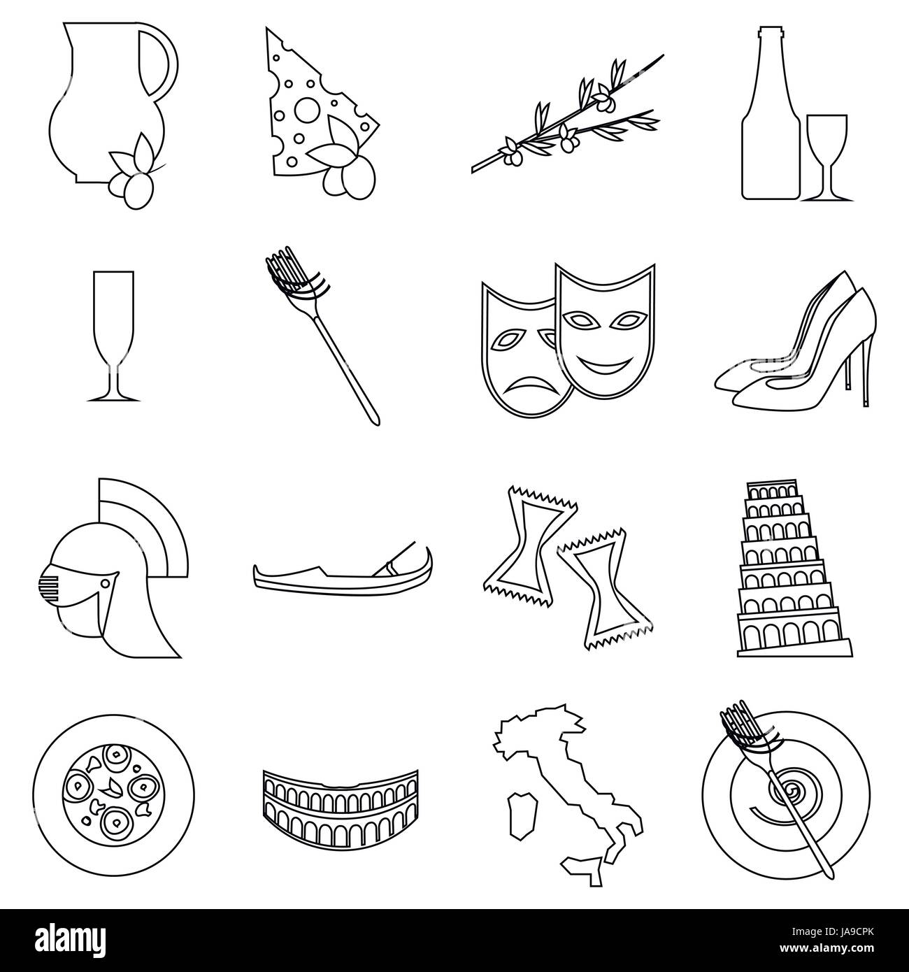 Italy travel icons set, outline style Stock Vector Image & Art - Alamy