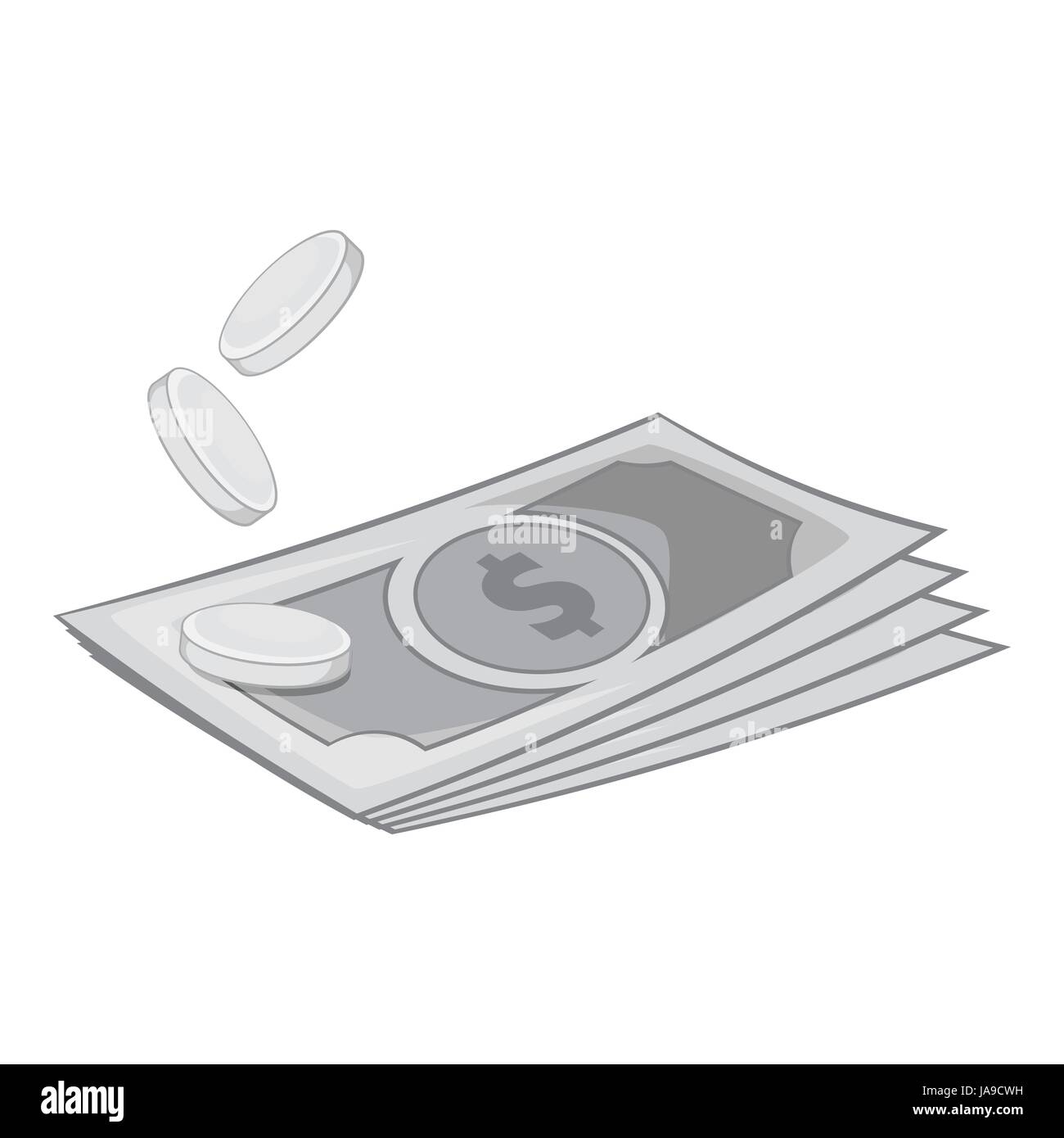 Dollars and coins icon, gray monochrome style Stock Vector Image & Art ...