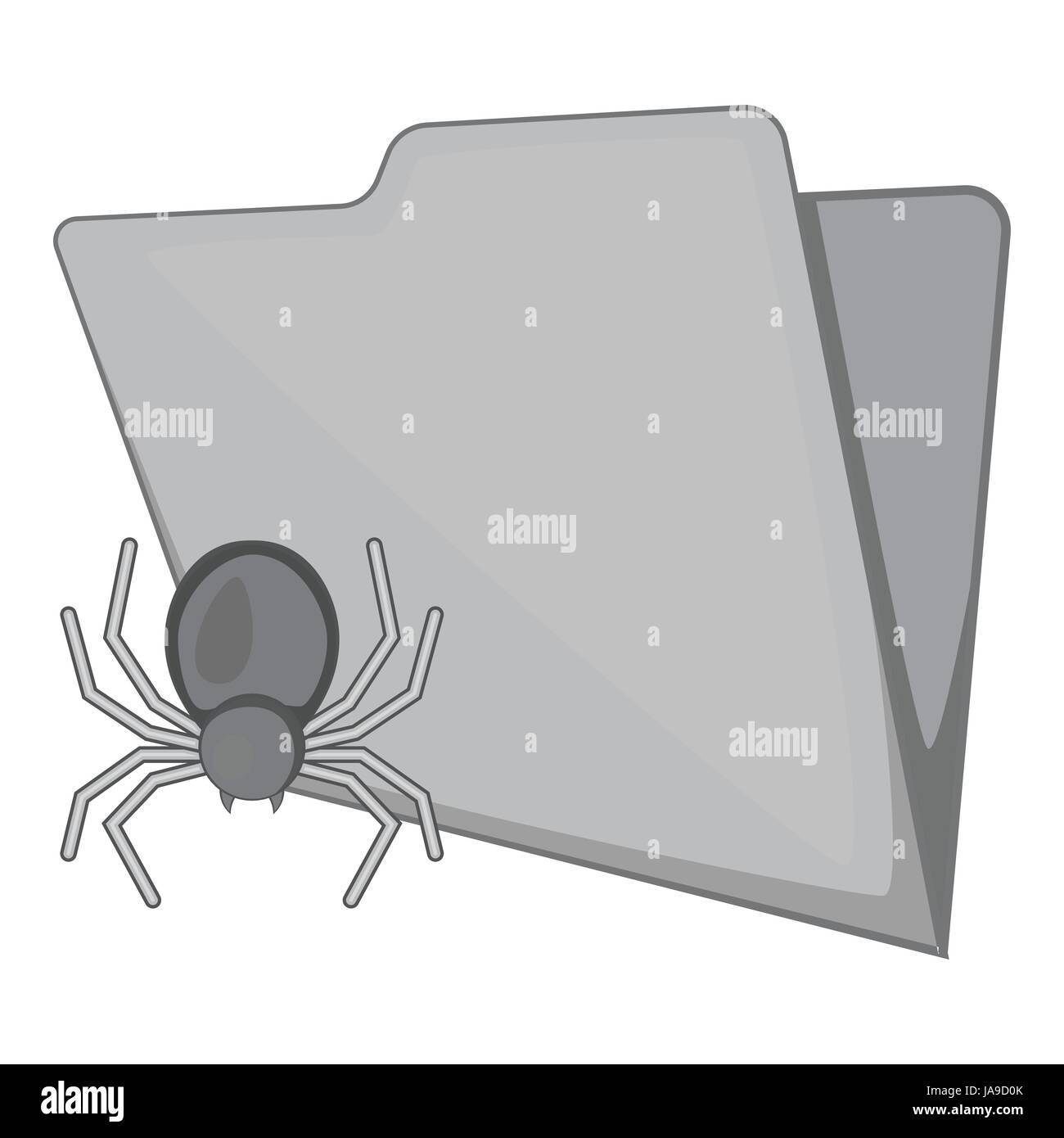 Spider virus in folder icon, gray monochrome style Stock Vector Image ...