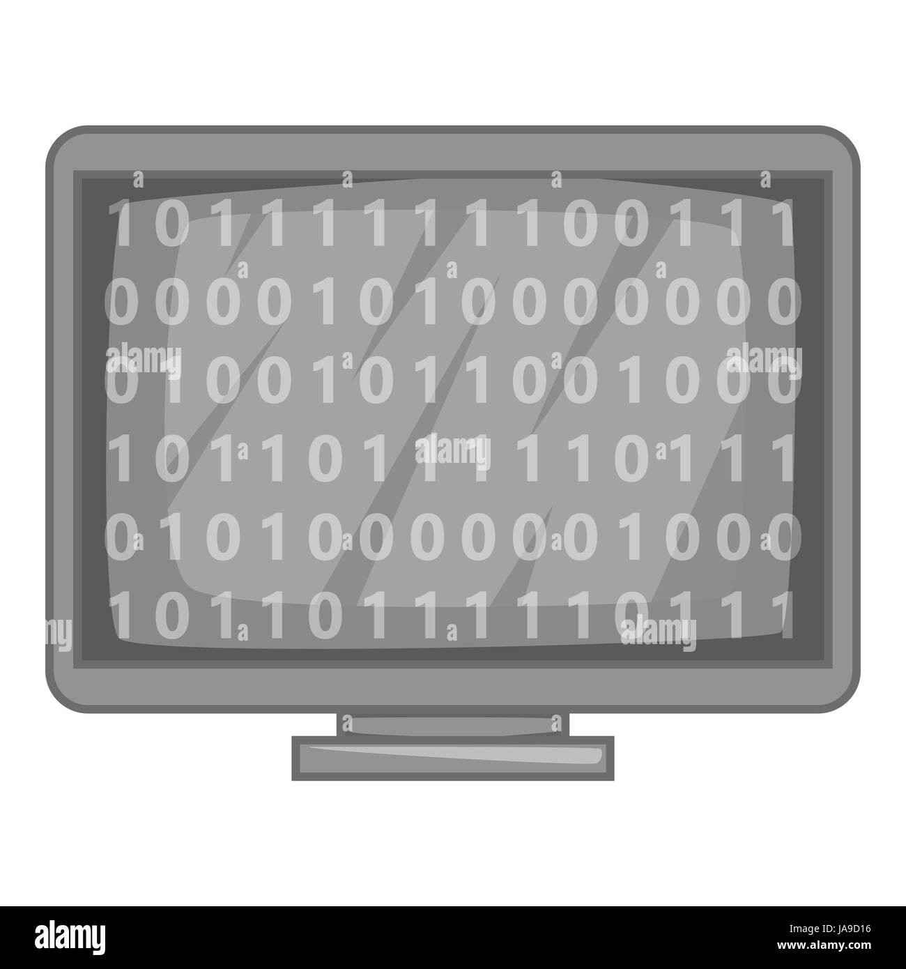 Binary code on monitor icon, gray monochrome style Stock Vector Image ...