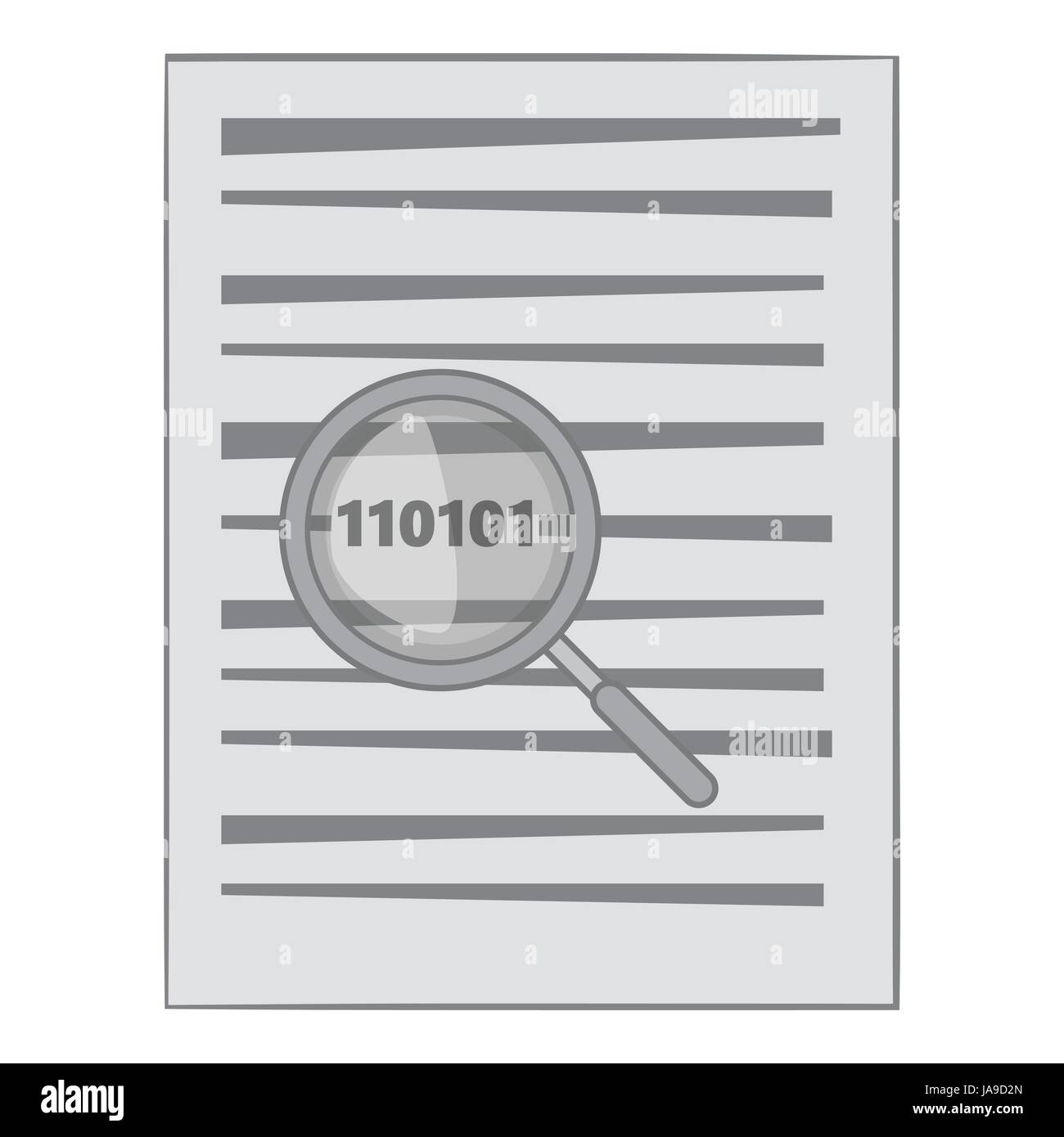 Binary code in magnifier icon, monochrome style Stock Vector Image ...