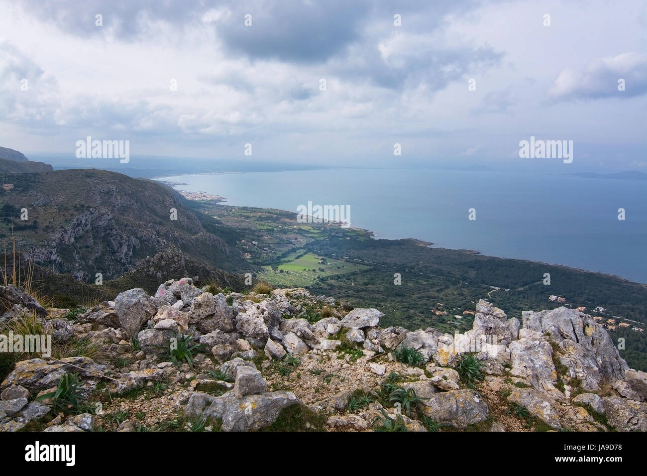 Green spring mountain landscape in Mallorca, Balearic islands, Spain ...
