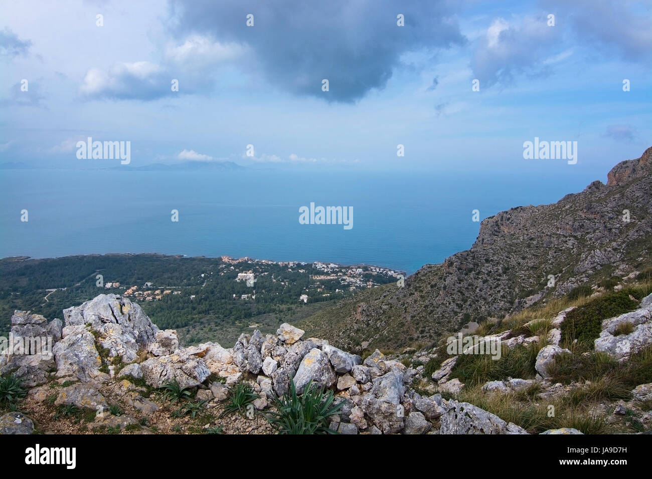 Green spring mountain landscape in Mallorca, Balearic islands, Spain ...