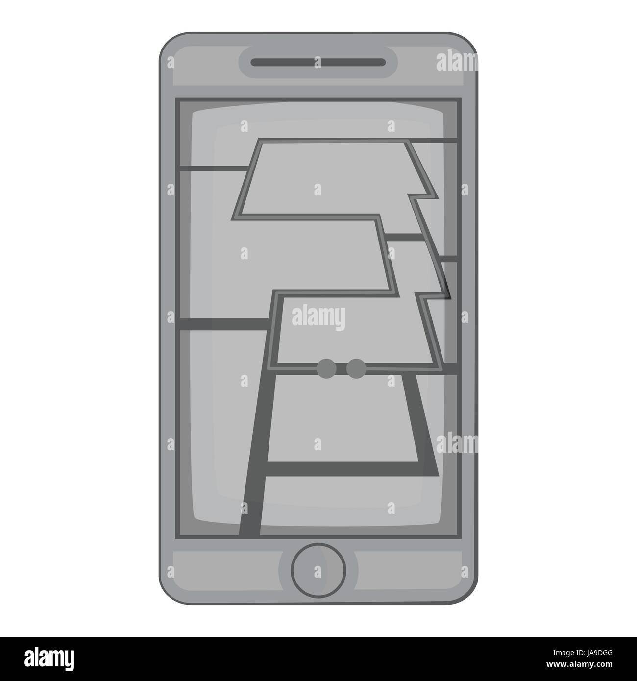 GPS map on phone icon, gray monochrome style Stock Vector Image & Art ...
