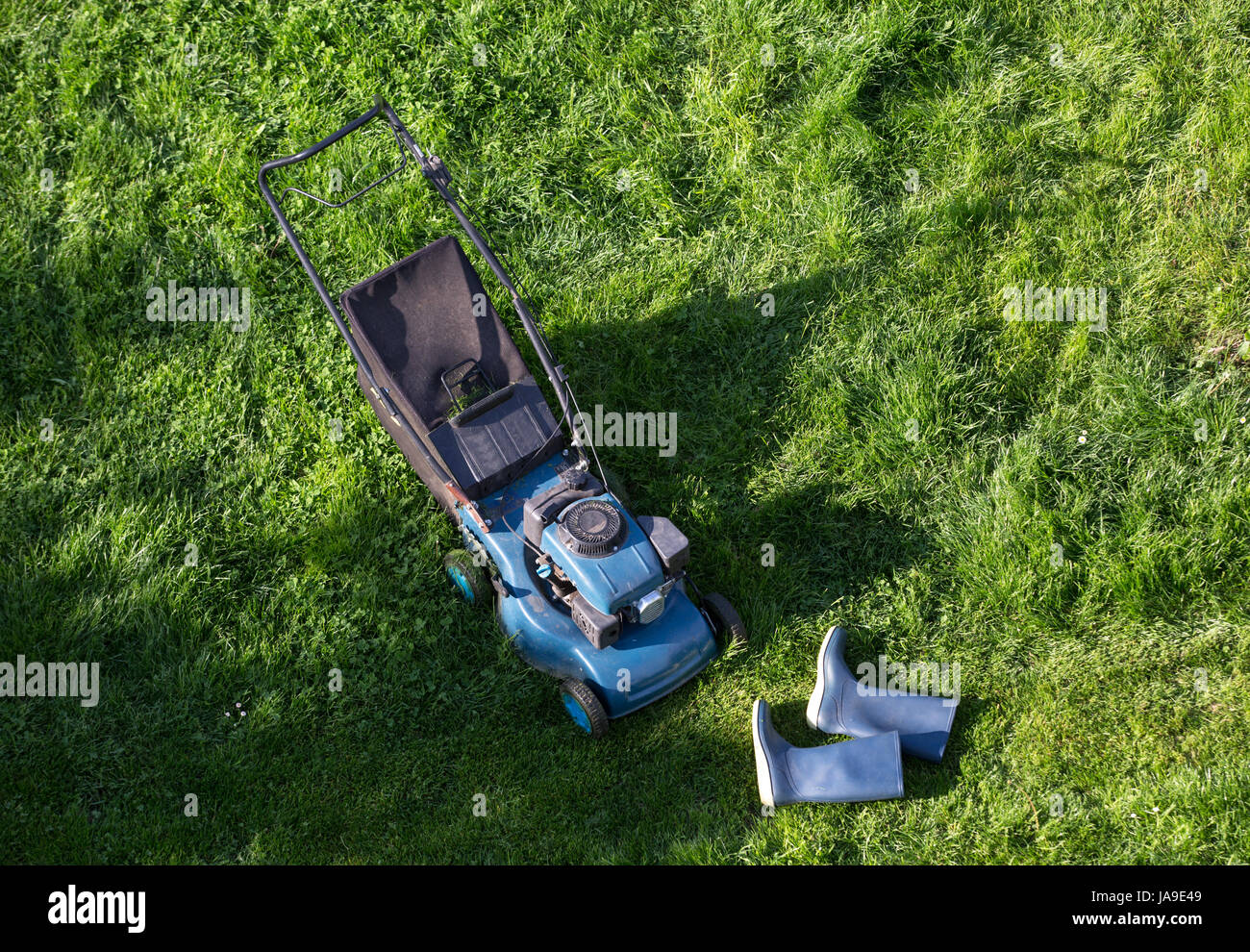 lawn mower ready for work Stock Photo - Alamy