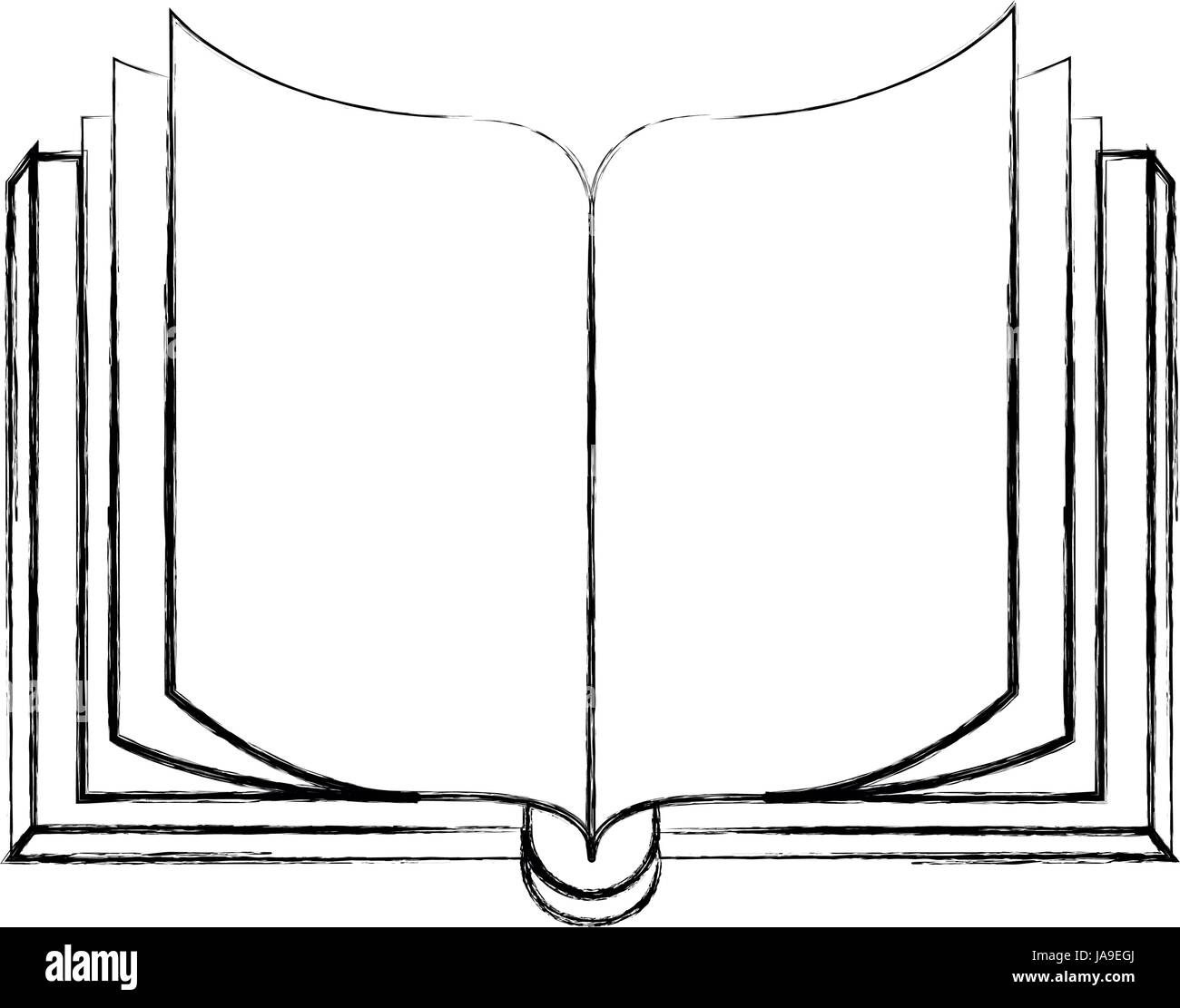 sketch blurred silhouette image front view open book Stock Vector Image ...
