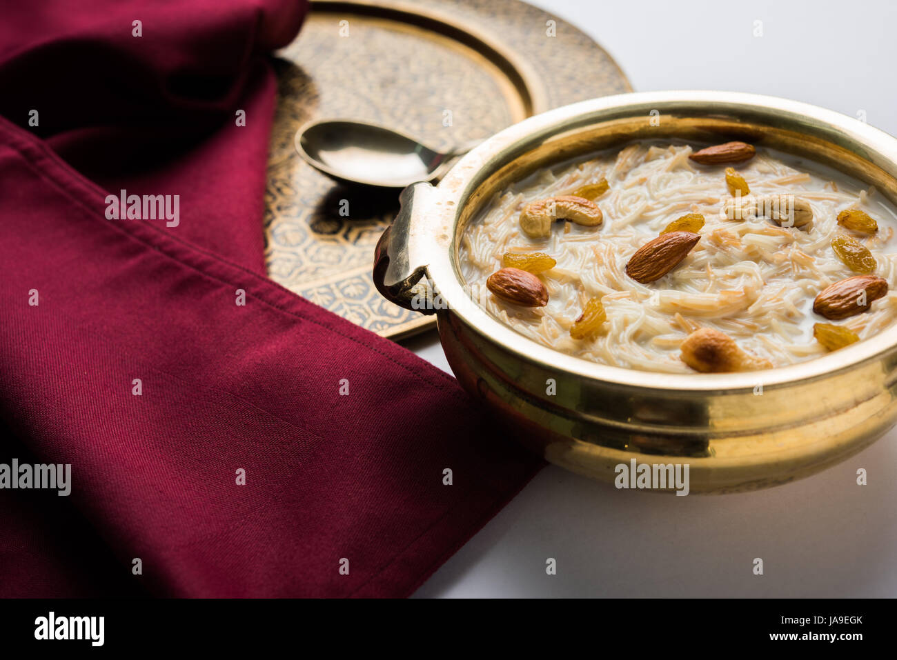 Most famous Indian sweet pudding Kheer or semiya khir in a bowl ...