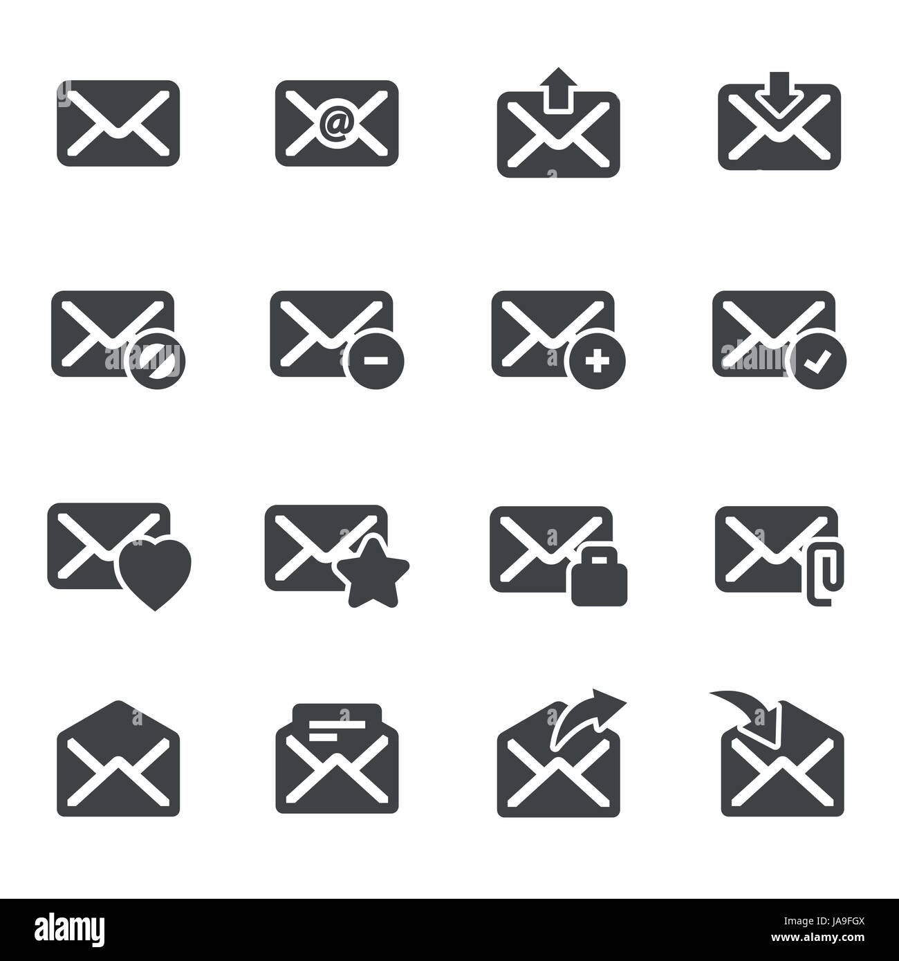 Vector black email icons set Stock Vector Image & Art - Alamy