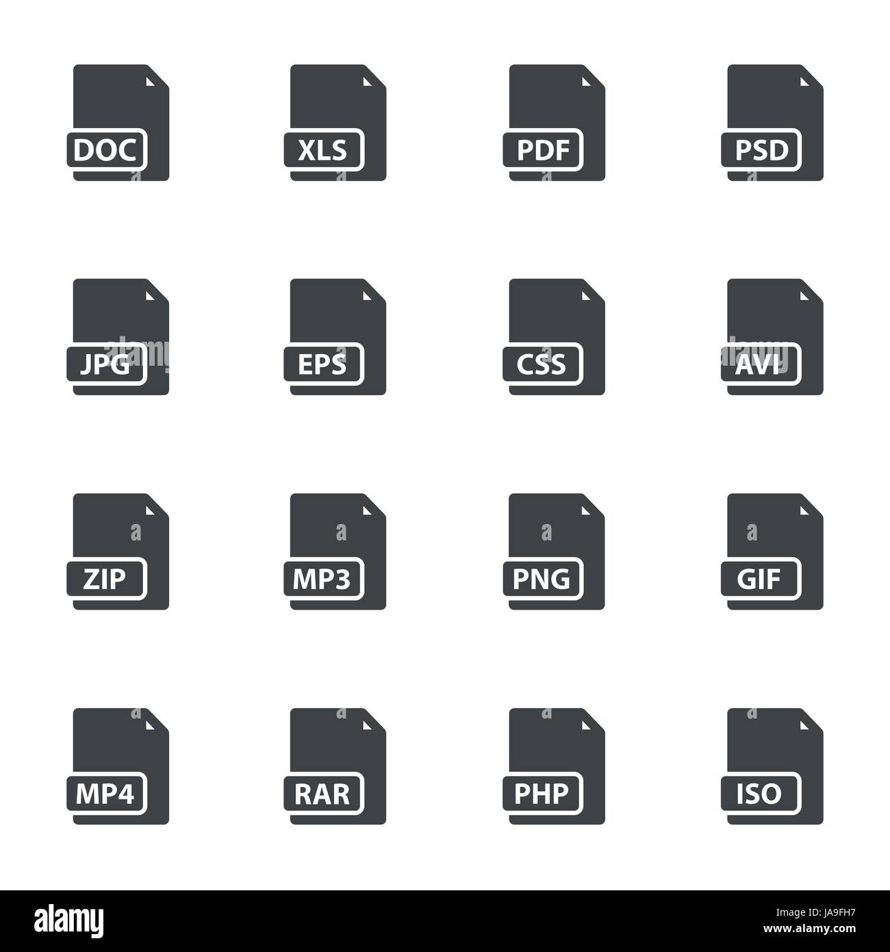 Vector black file type icons set Stock Vector Image & Art - Alamy