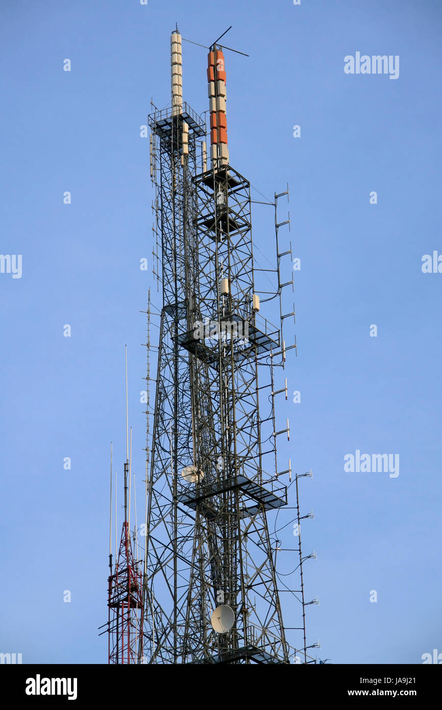 sign, signal, telephone, phone, station, blue, tower, waves, stream ...