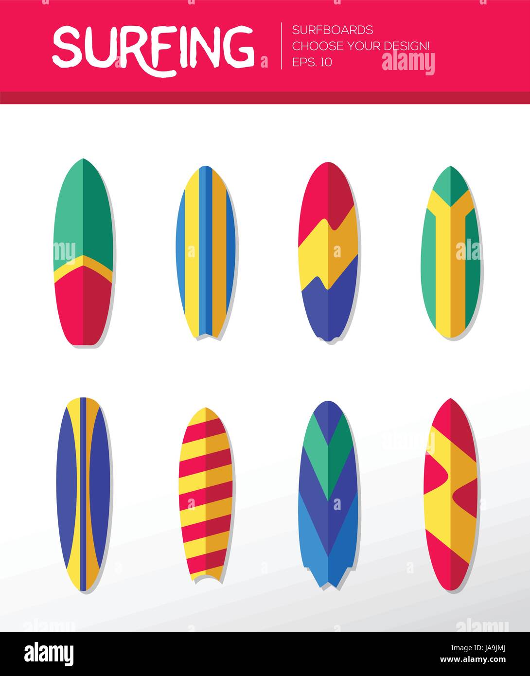 Surfing Boards - modern vector flat design icons set Stock Vector Image ...