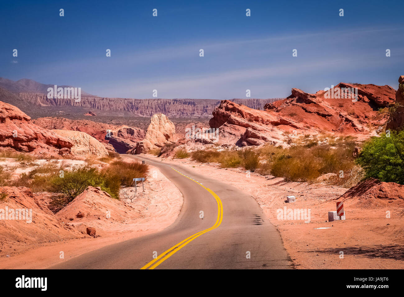 Road through colourful polychromic mountains in Northern Argentina ...