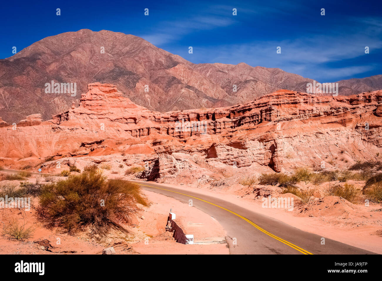 Road through colourful polychromic mountains in Northern Argentina ...