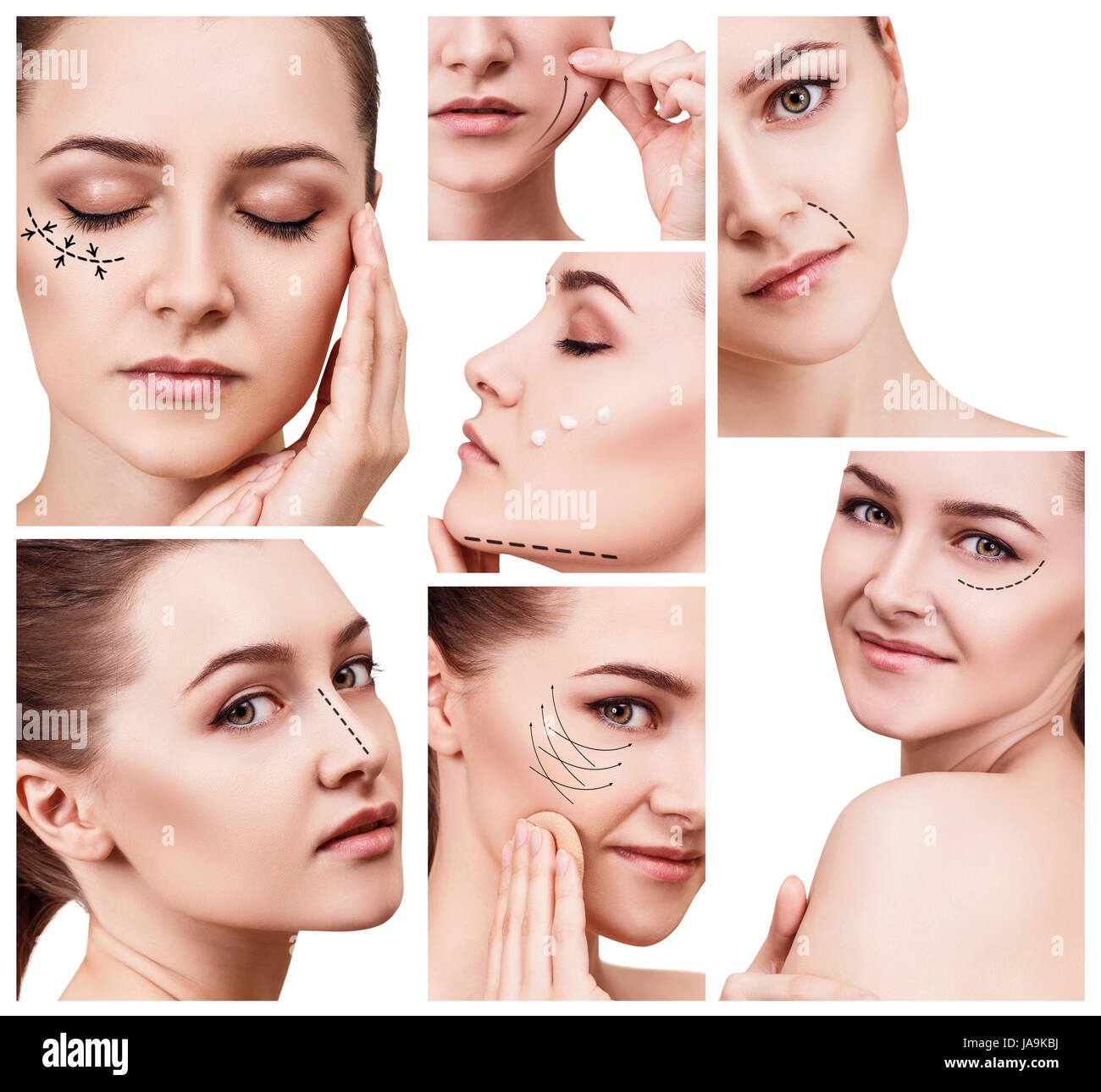 Woman marked plastic surgery hi-res stock photography and images - Alamy