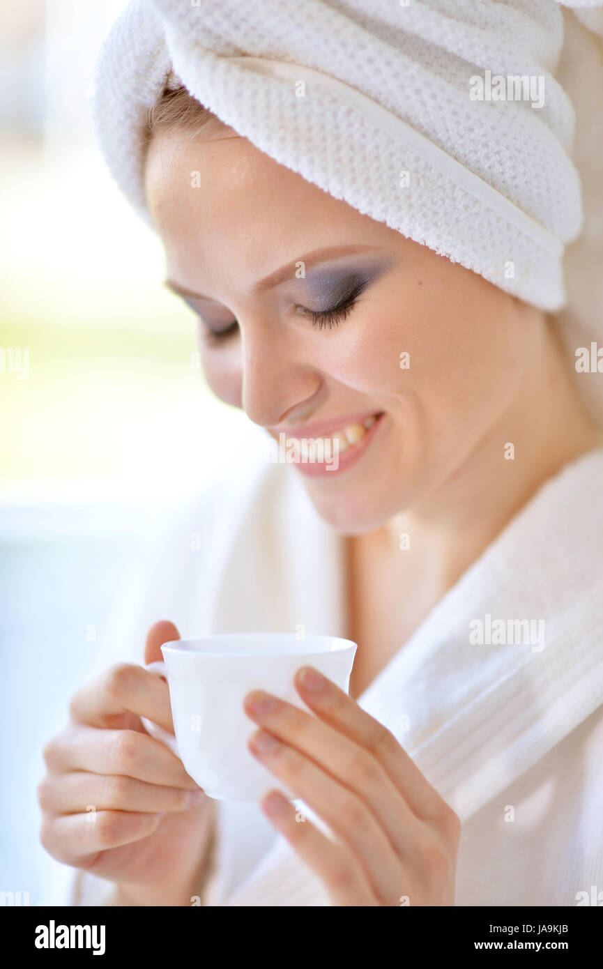 Beautiful woman after shower hi-res stock photography and images - Alamy
