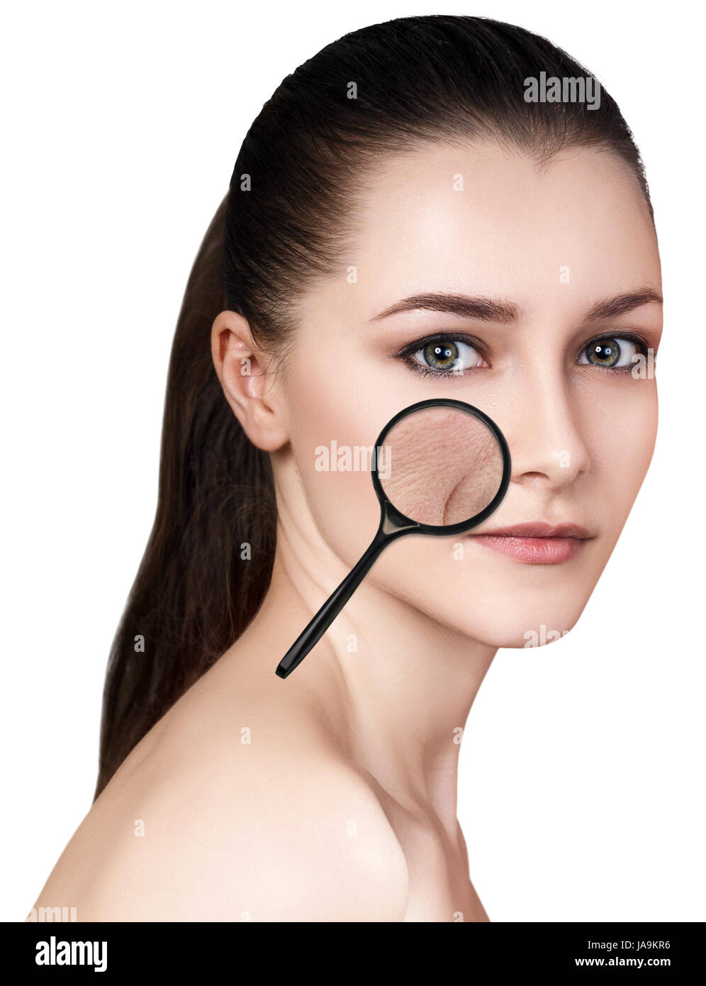 Beautiful woman face zoom wrinkles hi-res stock photography and images ...