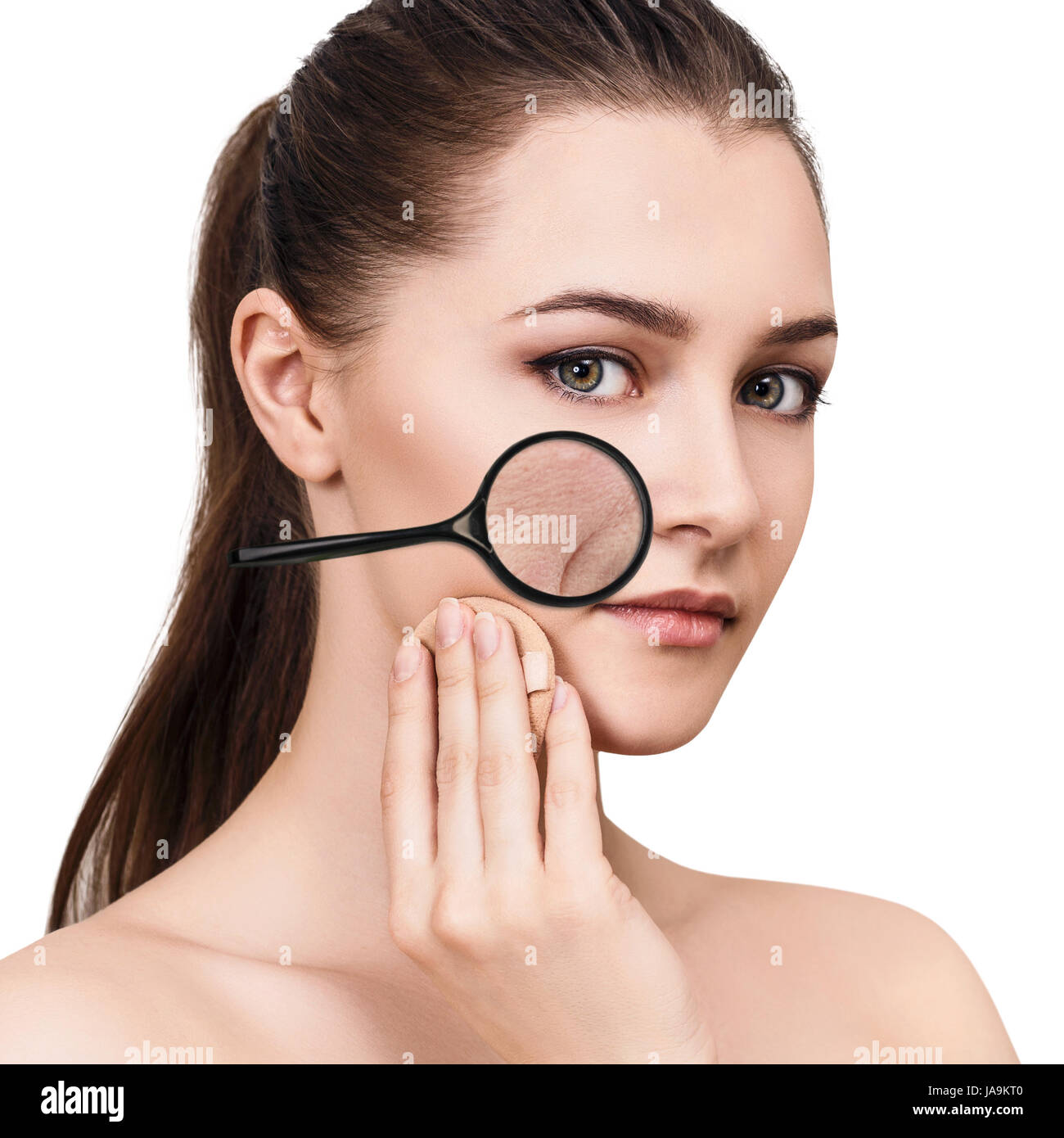 Magnifying glass on cheek hi-res stock photography and images - Alamy