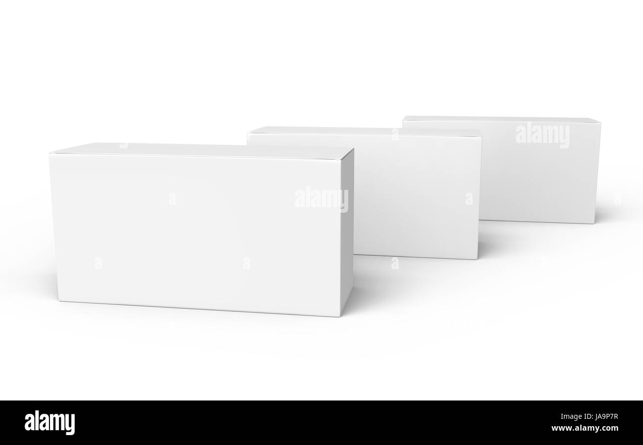 three 3d rendering blank boxes, isolated white background Stock Photo ...