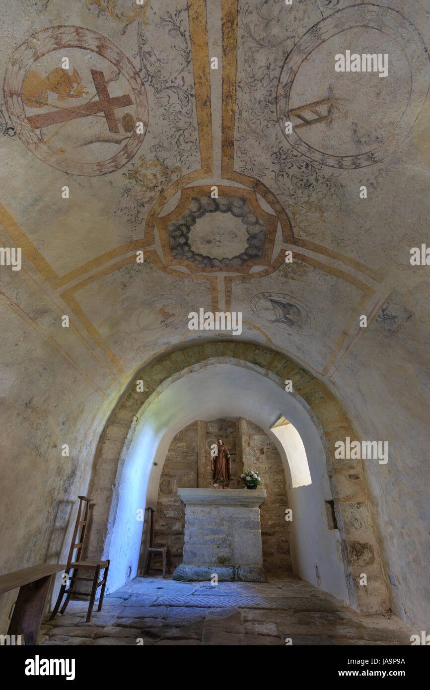 France, Haute Vienne, le Chalard, Assomption church, underground chapel ...