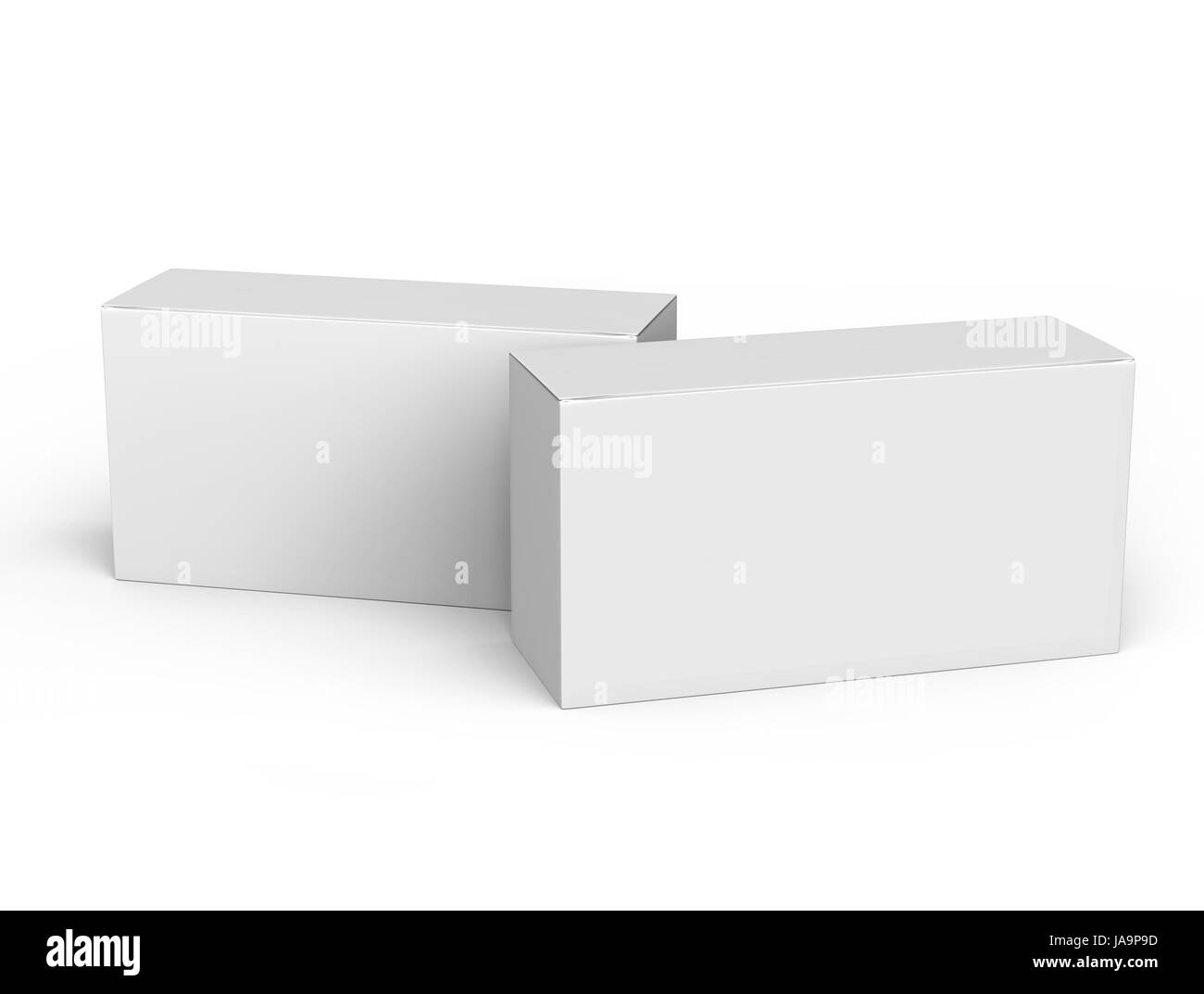 two 3d rendering blank boxes, isolated white background Stock Photo - Alamy
