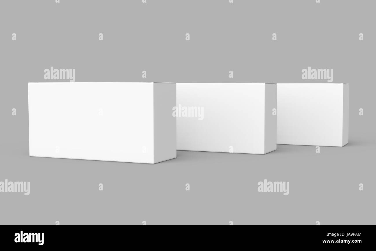 three 3d rendering blank boxes, isolated gray background Stock Photo ...