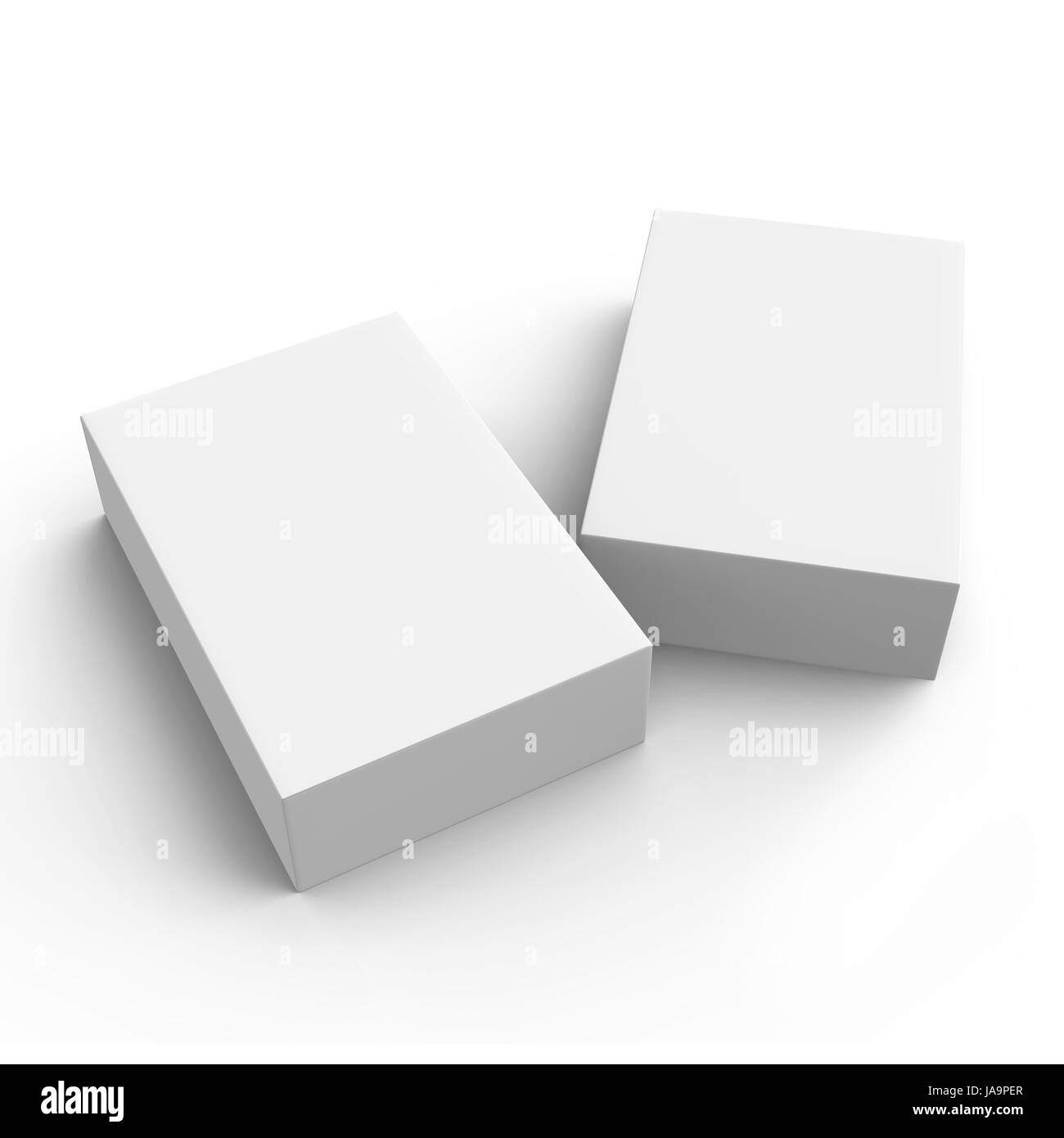 two 3d rendering blank boxes, isolated white background Stock Photo - Alamy