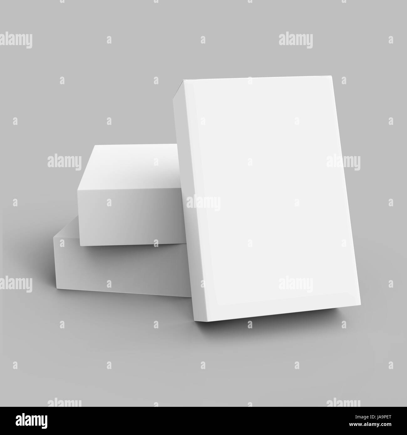 three 3d rendering blank boxes, isolated gray background Stock Photo ...