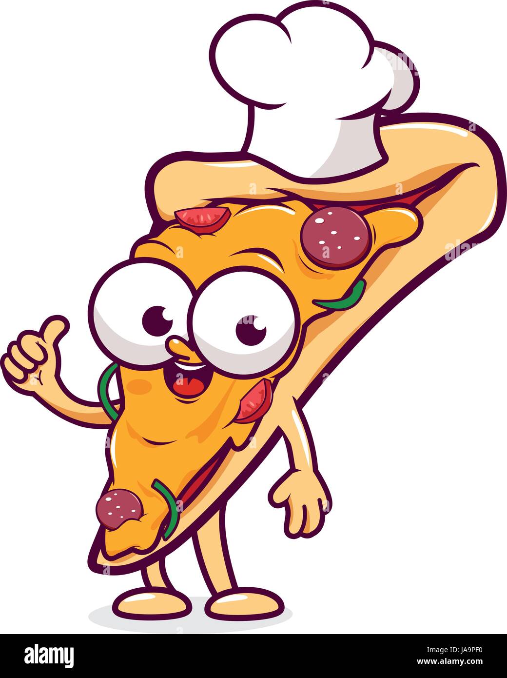 Happy pizza slice character with a chef hat Stock Vector Image & Art ...