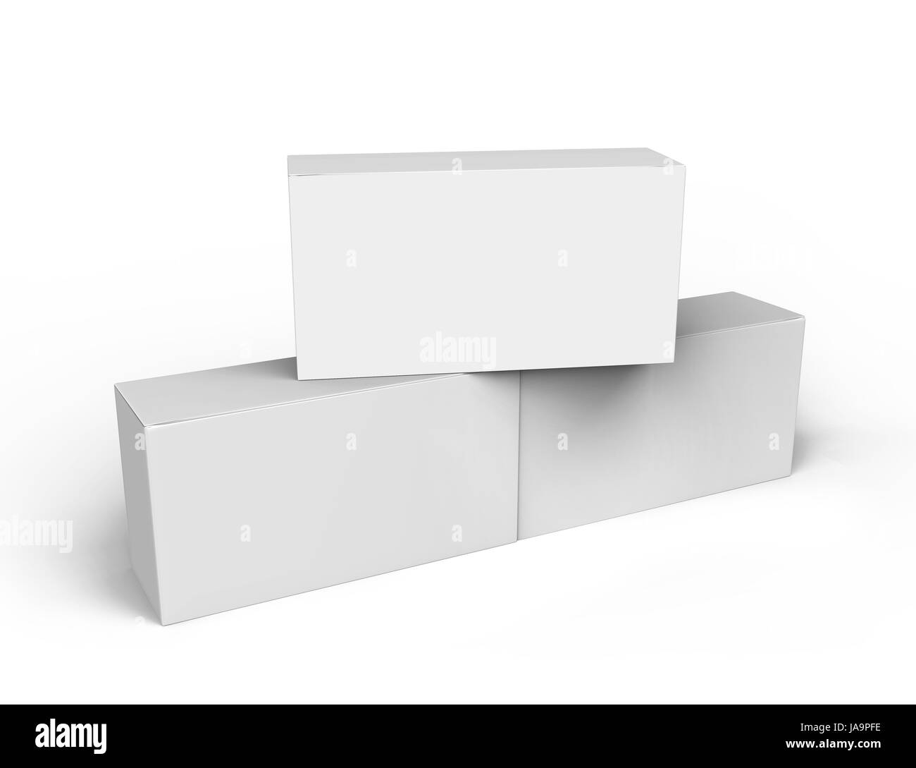 three 3d rendering blank boxes, isolated white background Stock Photo ...
