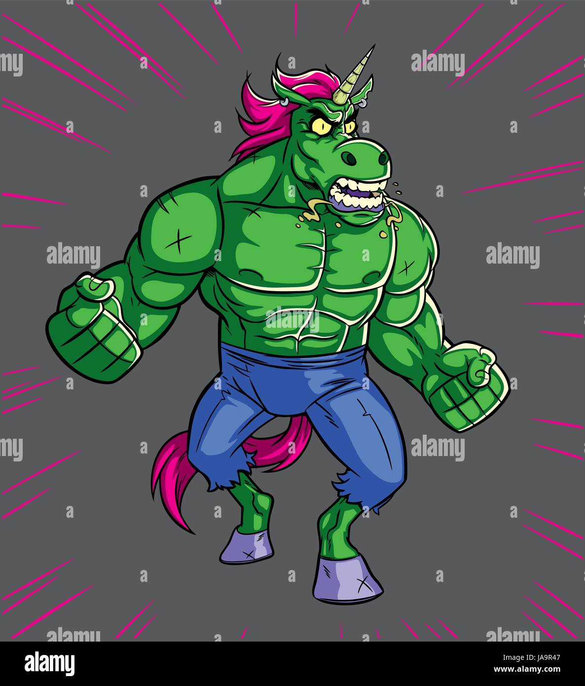 Cartoon illustration of mad raging unicorn Stock Vector Image & Art - Alamy