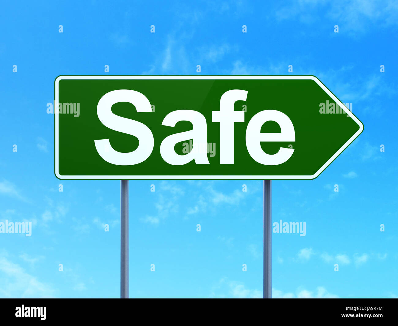 Safety concept: Safe on road sign background Stock Photo - Alamy