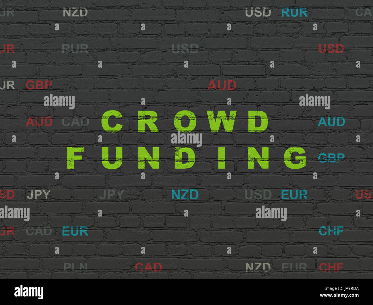 Business concept: Crowd Funding on wall background Stock Photo - Alamy