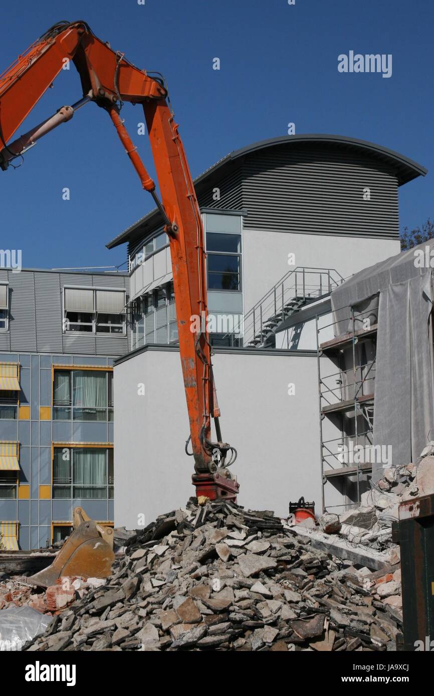 destroy, construction work, crane, construction site, new building ...